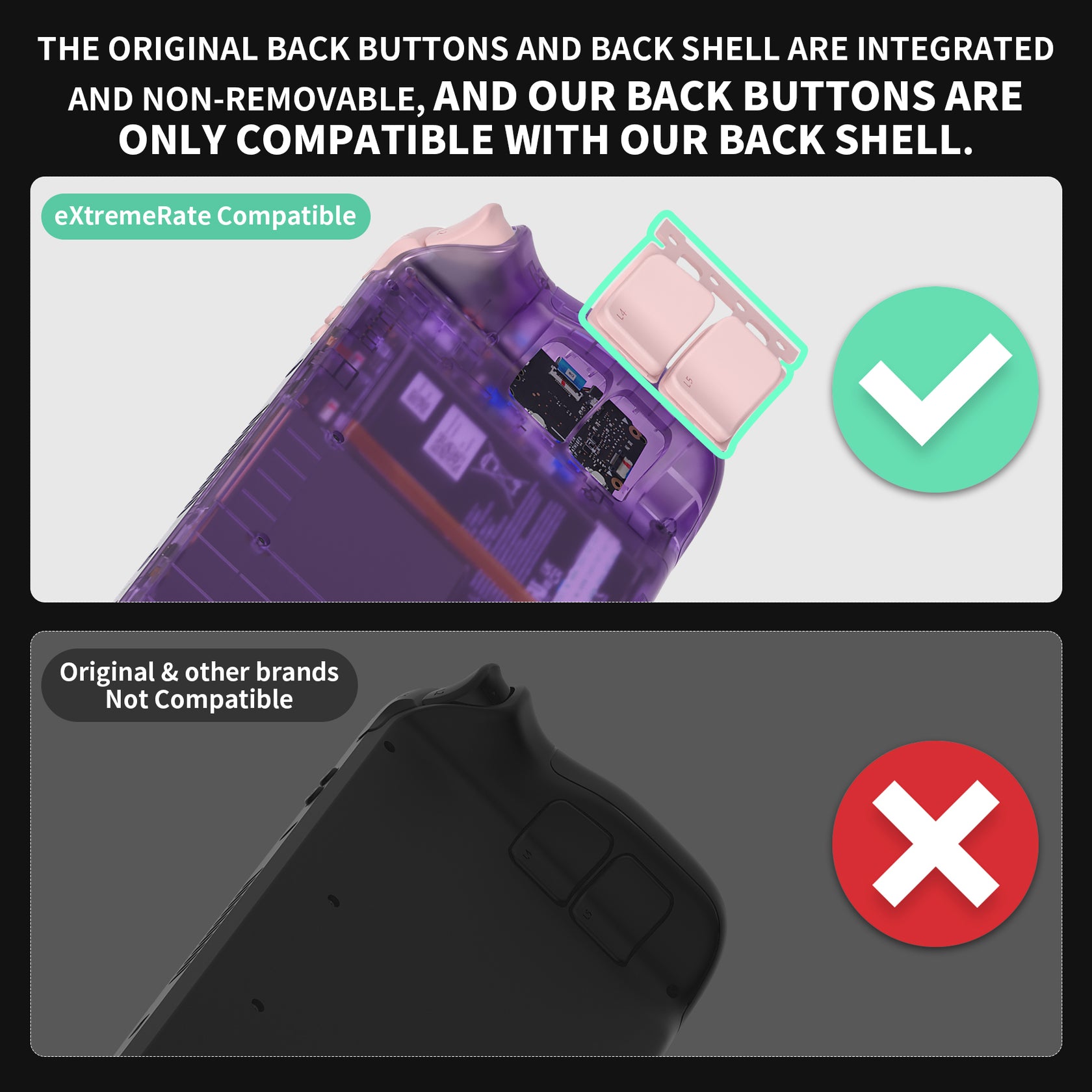 eXtremeRate Cherry Blossoms Pink Replacement Full Set Buttons for Steam Deck, DIY Custom ABXY D ...