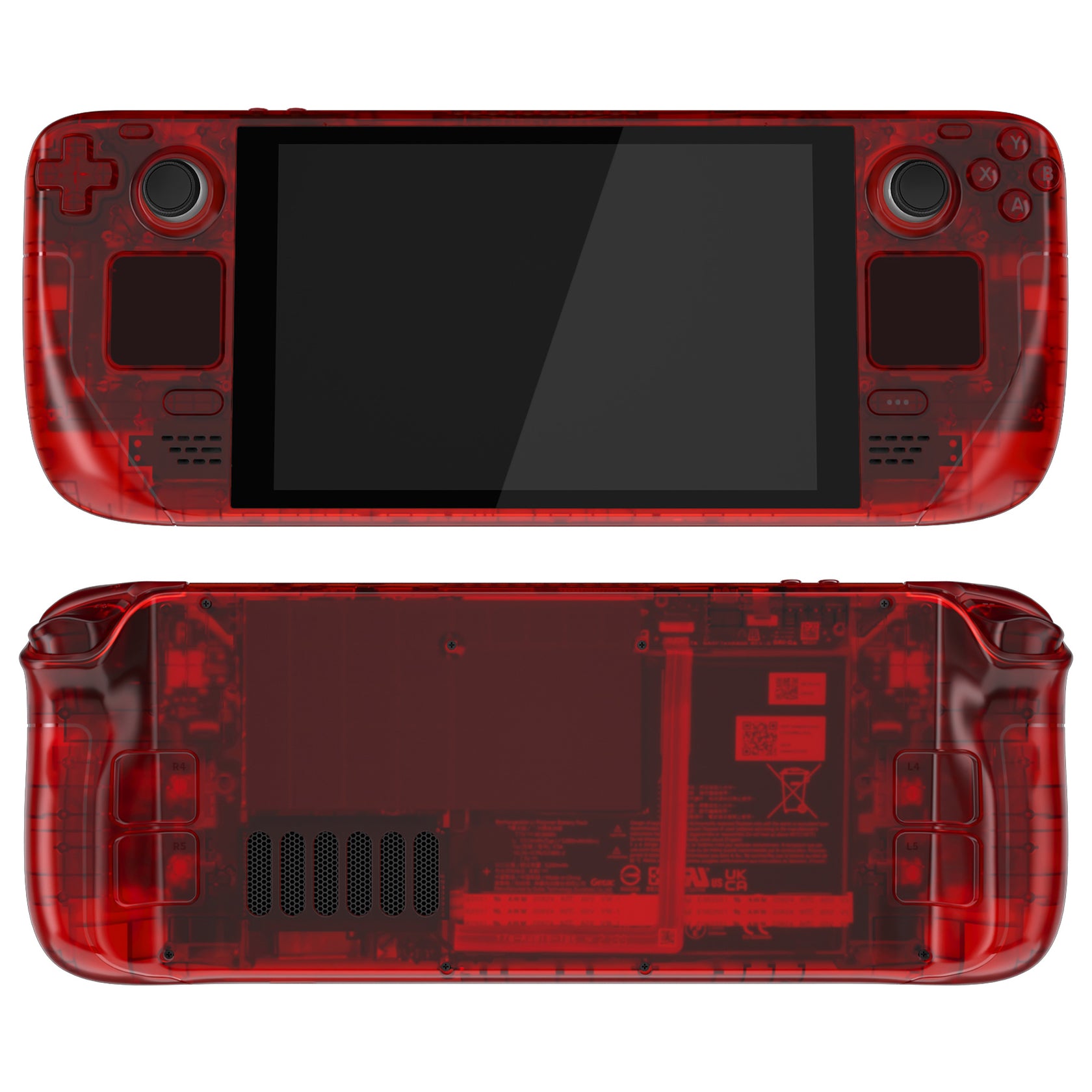 eXtremeRate Clear Red Custom Faceplate Back Plate Shell for Steam Deck ...