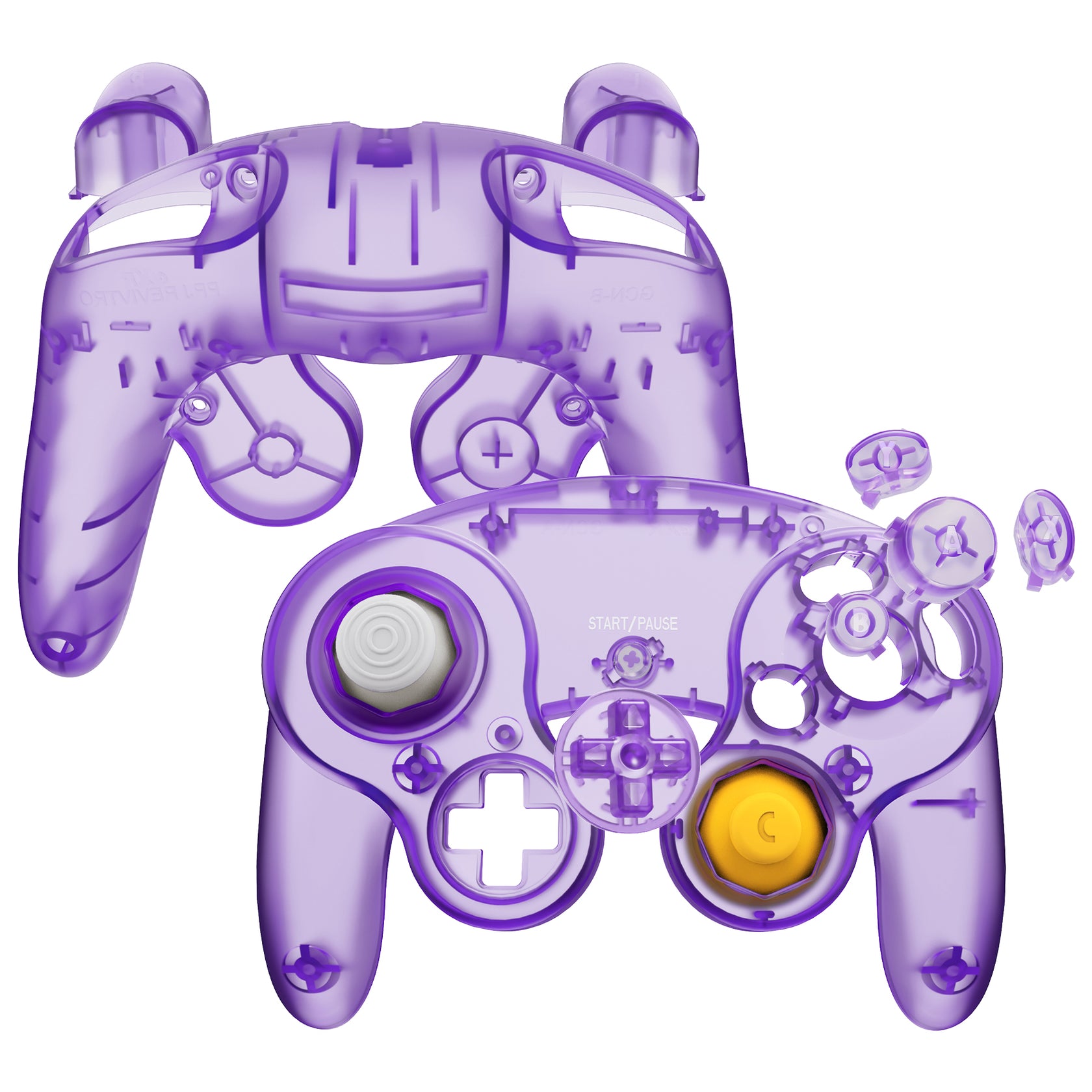 eXtremeRate Clear Atomic Purple Faceplate Backplate for Nintendo ...