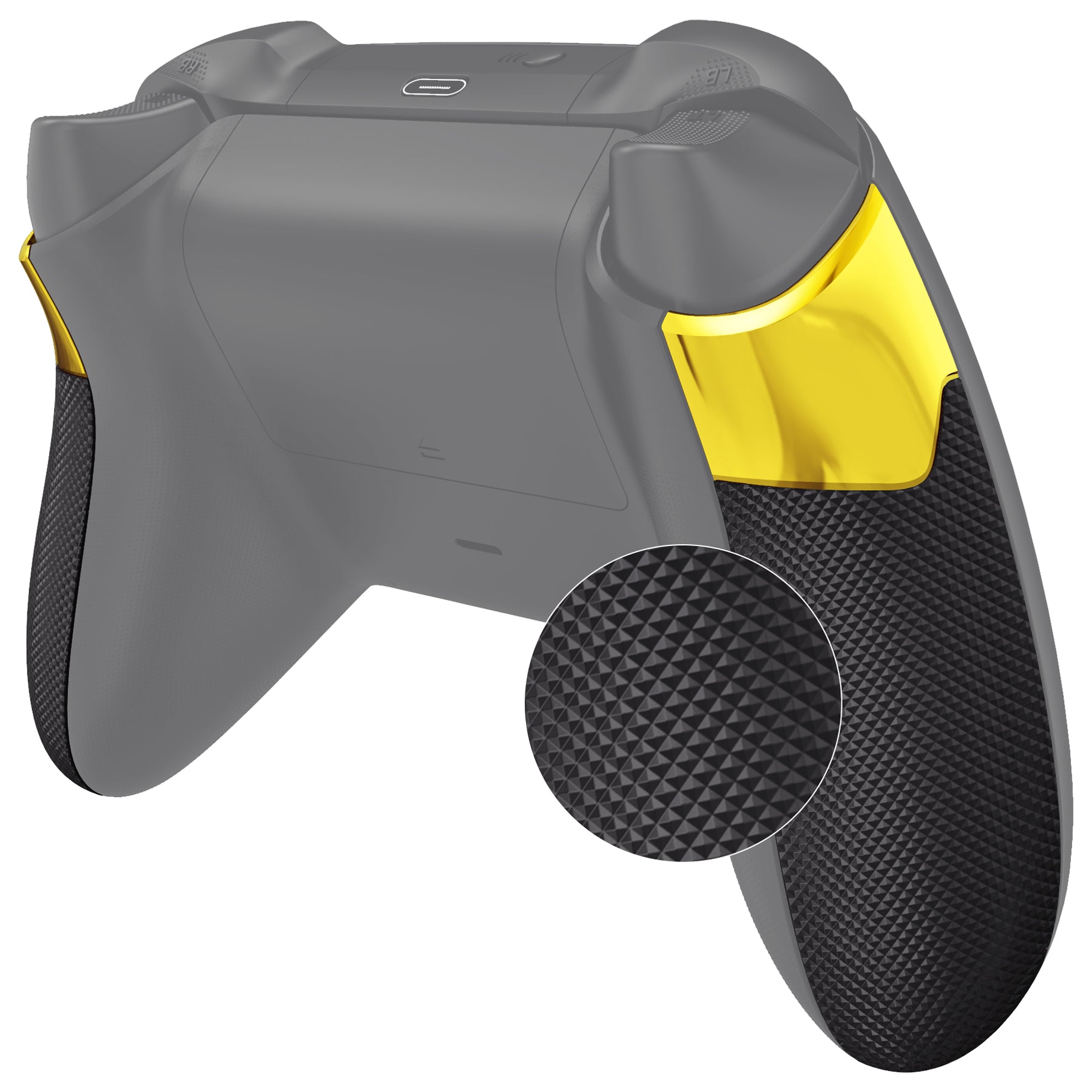 eXtremeRate Chrome Gold Performance Rubberized Grips Replacement Back ...