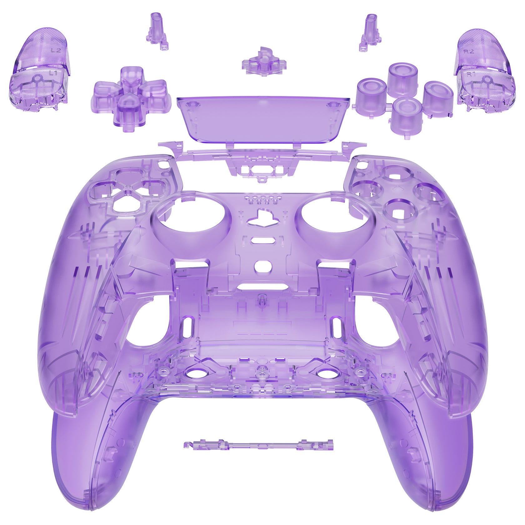 eXtremeRate Clear Atomic Purple Full Set Housing Shell with Buttons ...