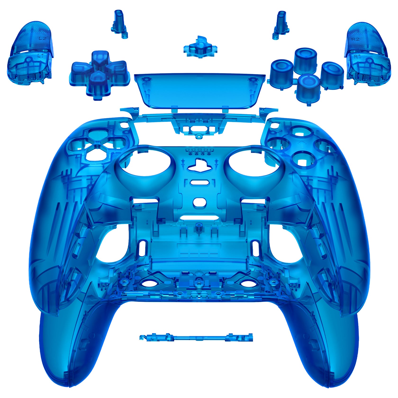 eXtremeRate Clear Blue Full Set Housing Shell with Buttons Touchpad ...