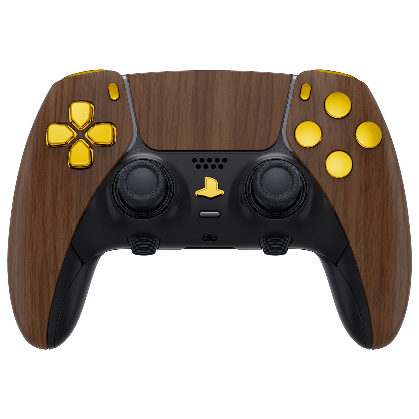 eXtremeRate Wood Grain & Black Full Set Housing Shell with Buttons ...