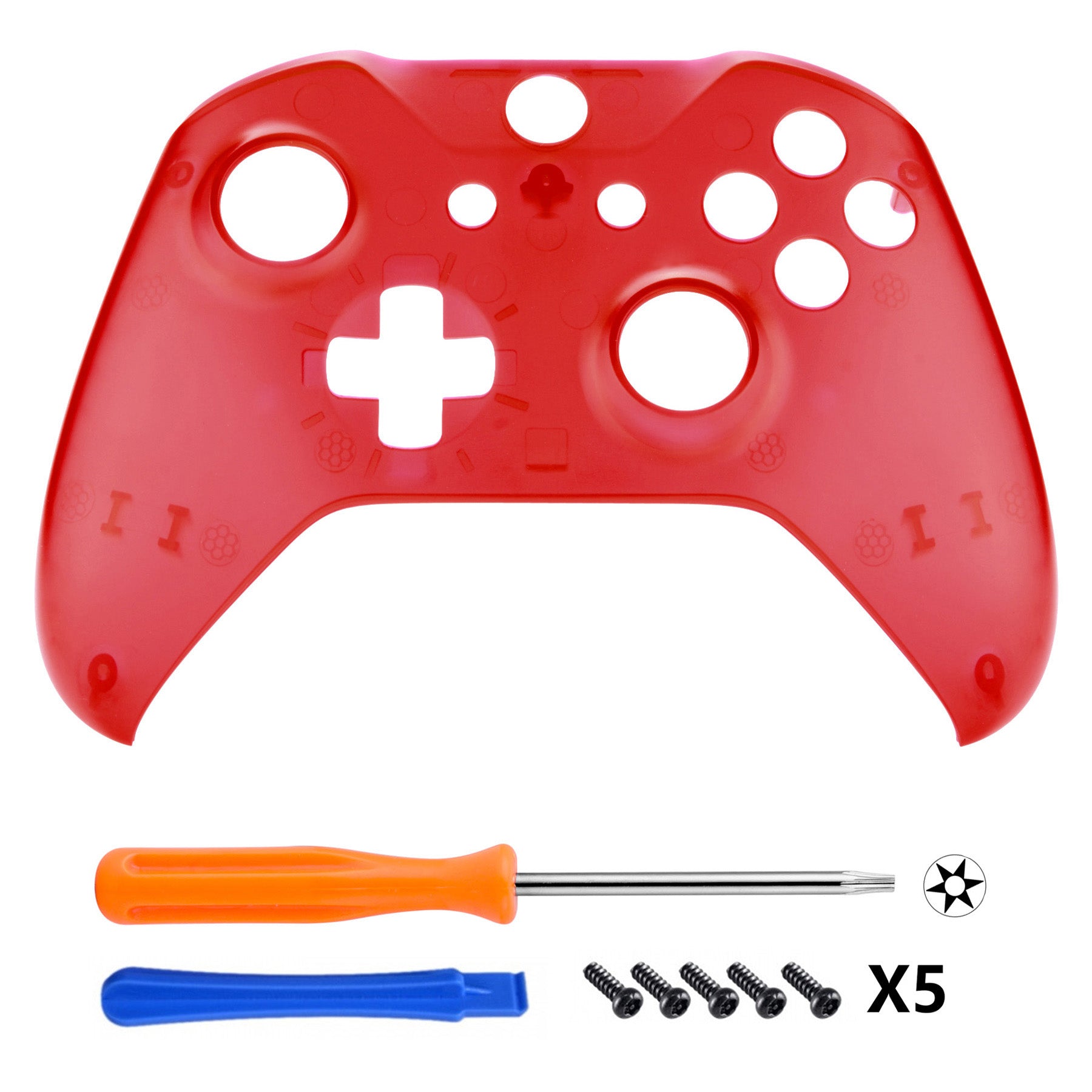 eXtremeRate Solid Clear Red Front Housing Shell Case for Xbox One S/X ...