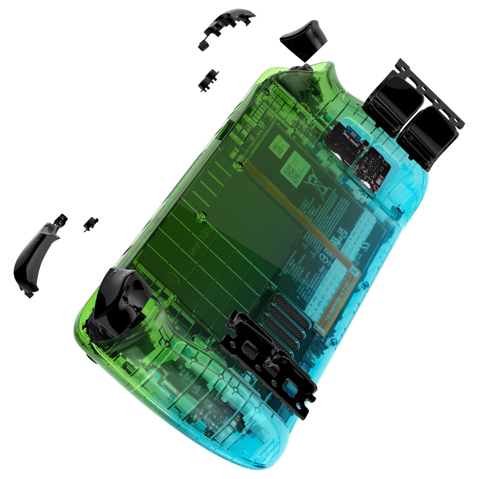 eXtremeRate Gradient Translucent Green Blue Faceplate Back Plate Shell ...