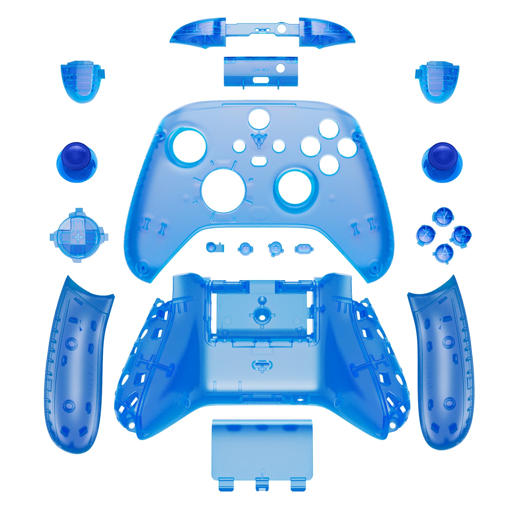 eXtremeRate Transparent Blue Controller Full Set Housing Shell Case w ...