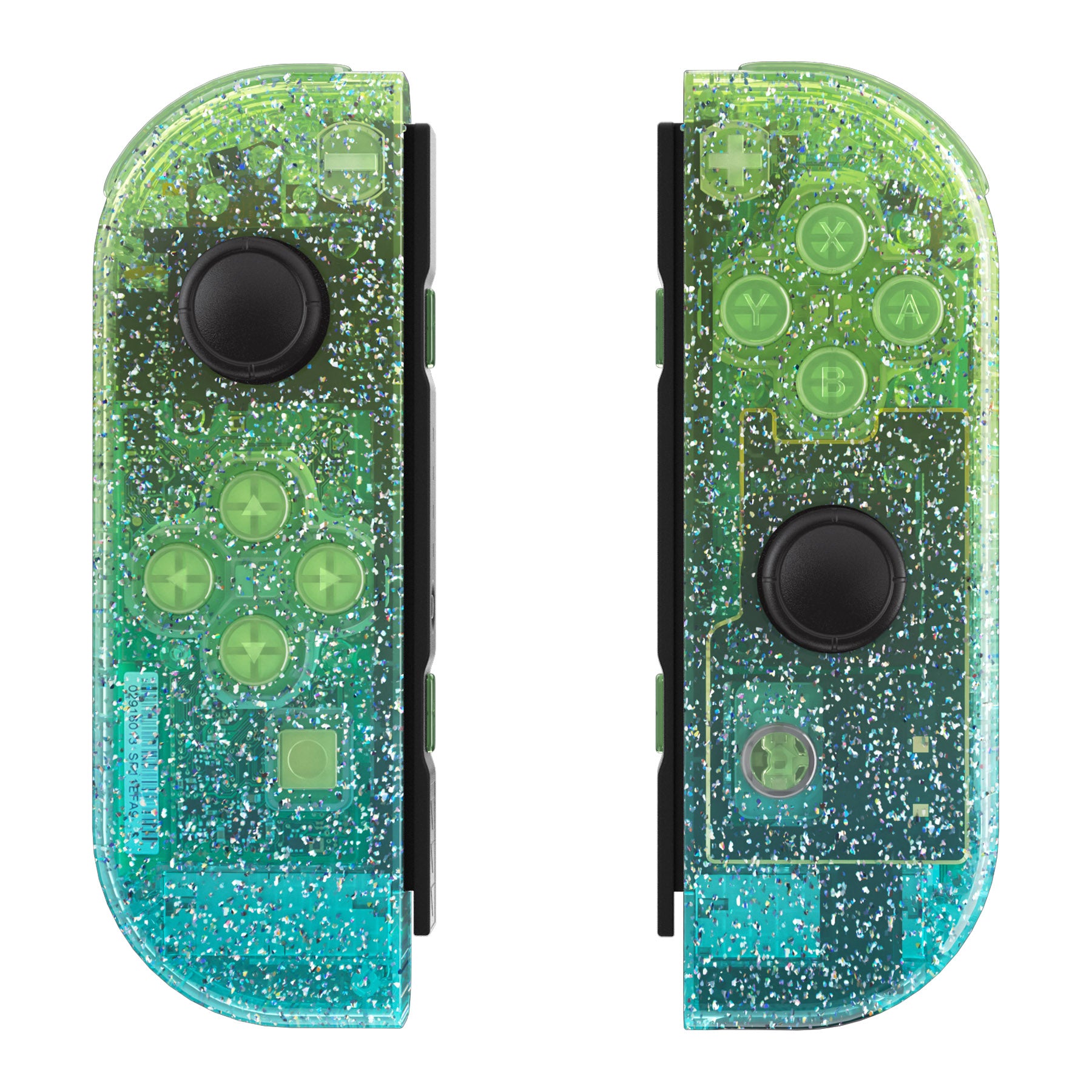 eXtremeRate Glitter Gradient Translucent Green Blue for Joycon Handheld ...
