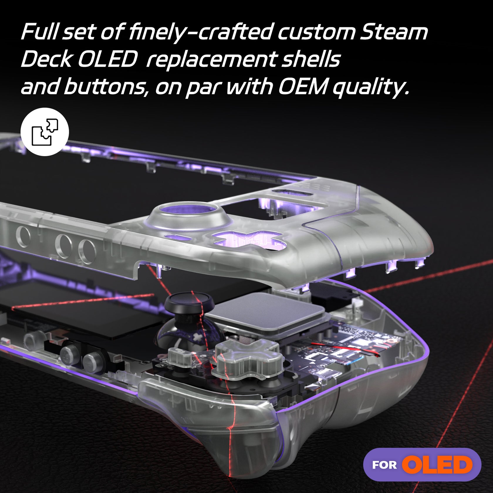 eXtremeRate Steam Deck OLED Replacement Full Set Shells with Buttons ...