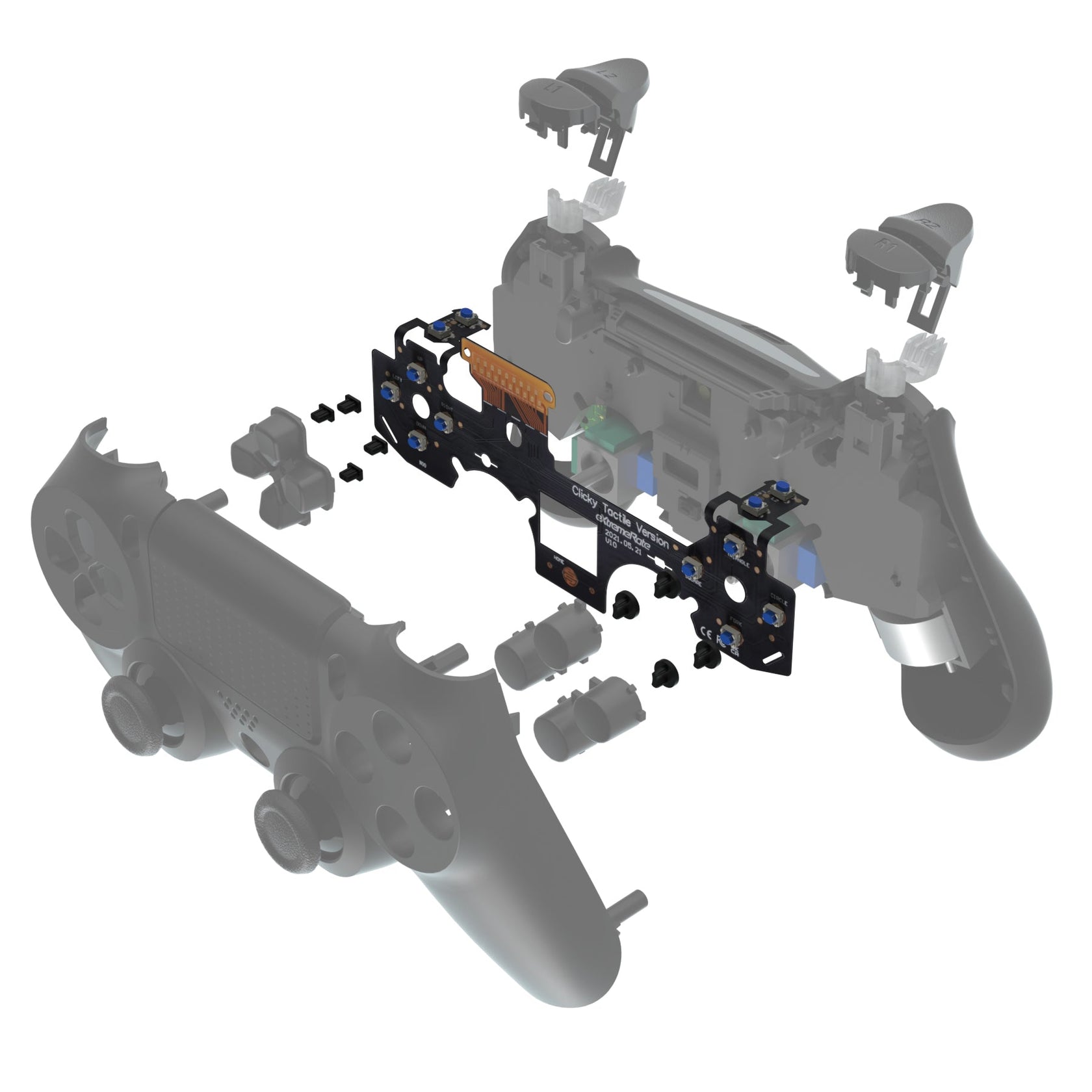 eXtremeRate Whole Tactile Clicky Kit for PS4 Controller Shoulder Face ...